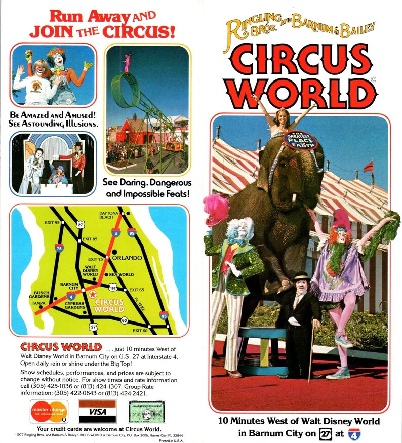 1980s Ringling Bros and Barnum & Bailey Circus World FL Travel Brochure ...