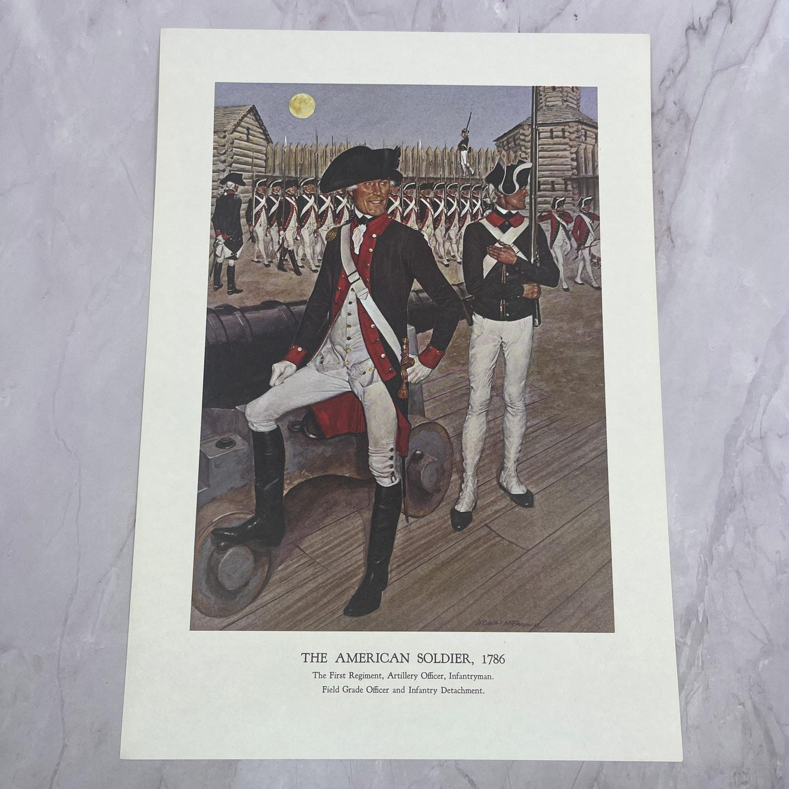 1786 First Regiment Field Grade Officer & Infantry Detachment Art Print ...