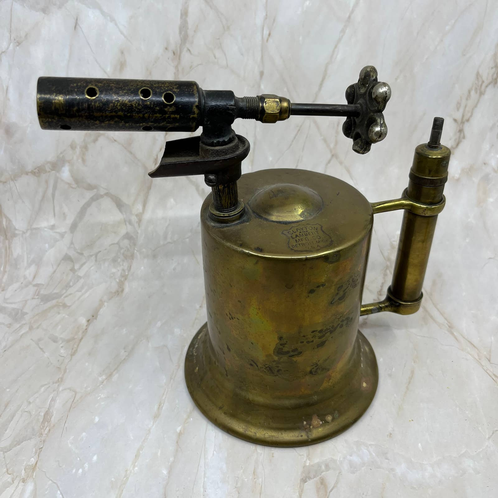 Antique Brass Clayton & Lambert Blow Torch Detroit Michigan Steampunk ...