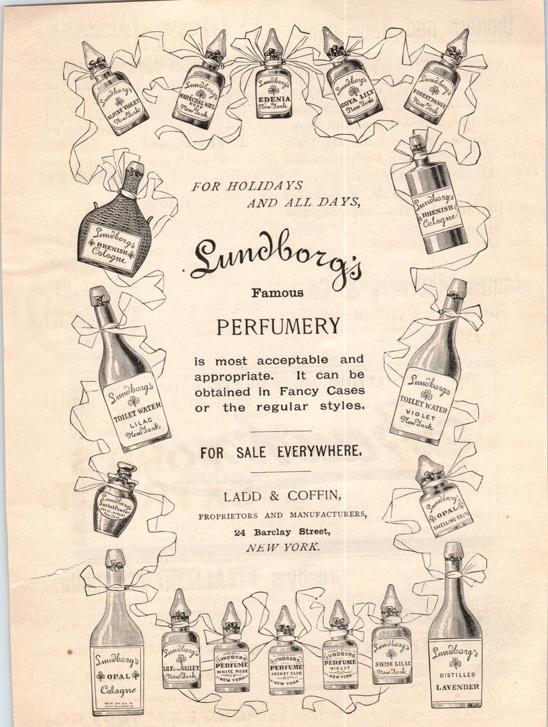 Lundborg's Famous Perfumery Ladd & Coffin NY 1892 Magazine Ad AB6-SL1 ...