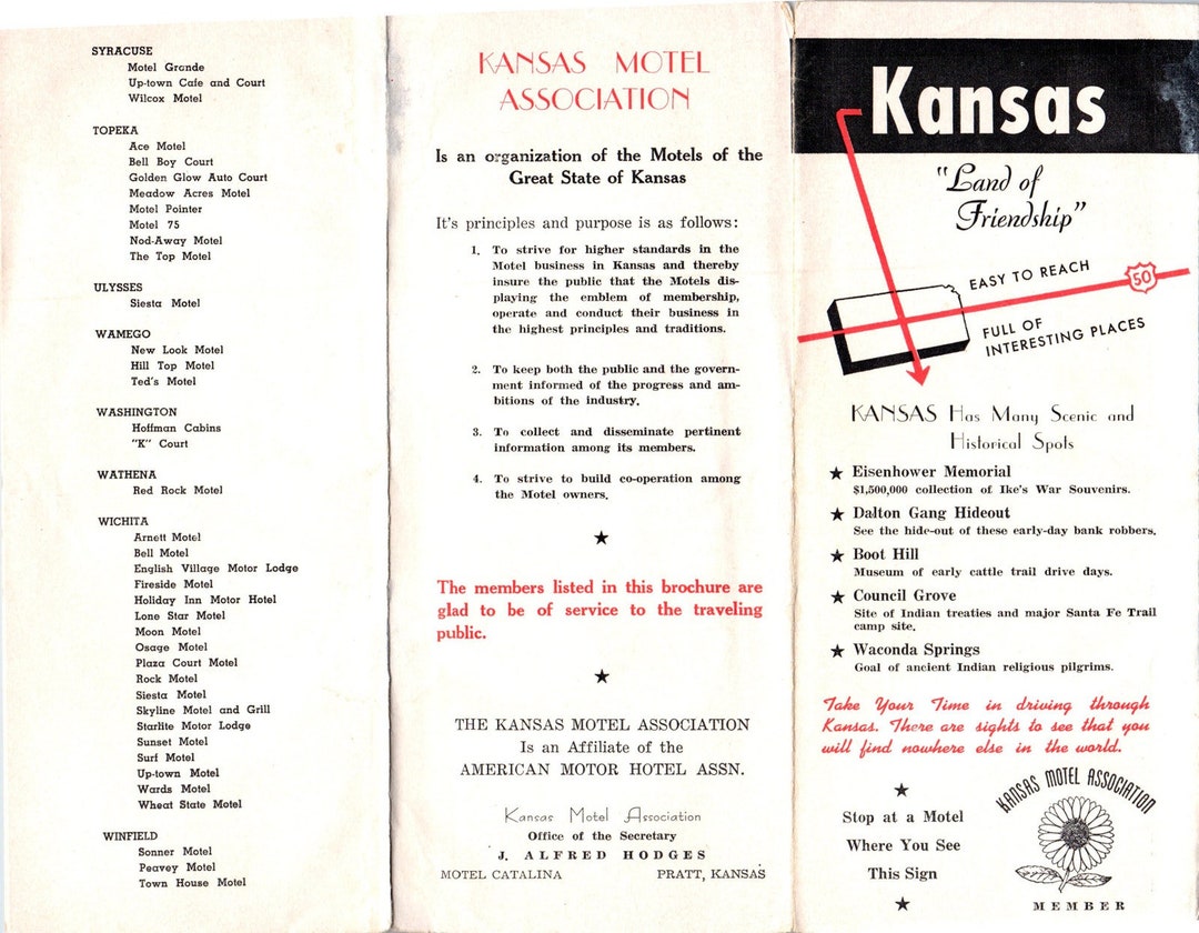 Vintage Kansas Land of Friendship Fold Out Map and Travel Brochure TJ5 ...