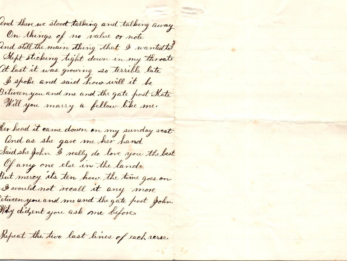 1870s Handwritten Poetry Gate Post Poem George W. Leaman Soudersburg PA ...