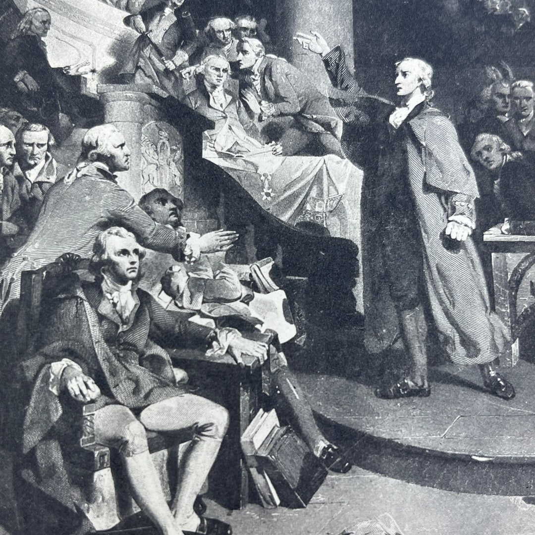 1898 Engraving Patrick Henry Tarquin & Caesar Speech American Statesmen ...