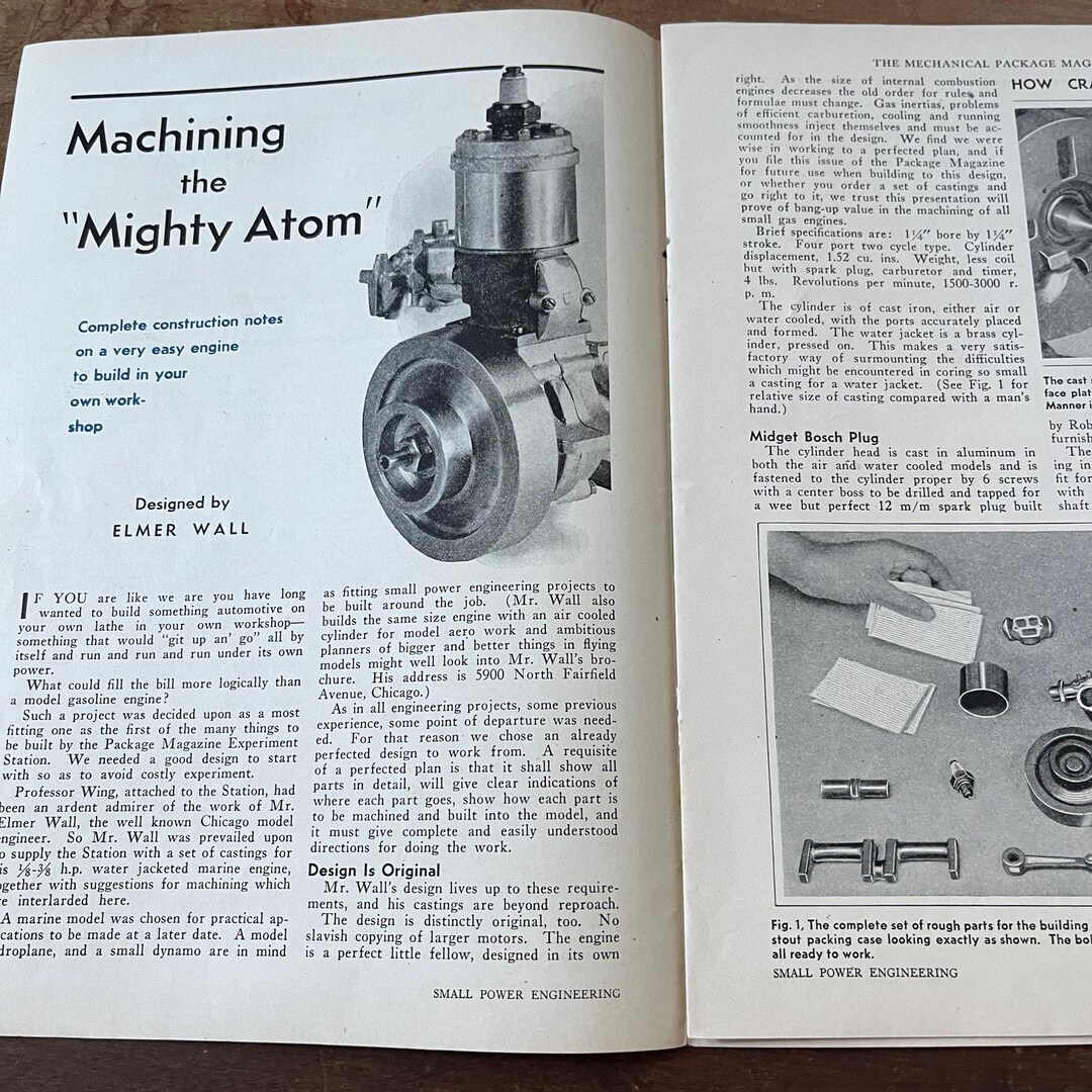 Build Your Own Engine Guide & Blueprints Elmer Wall 5 Pages 1931 ...