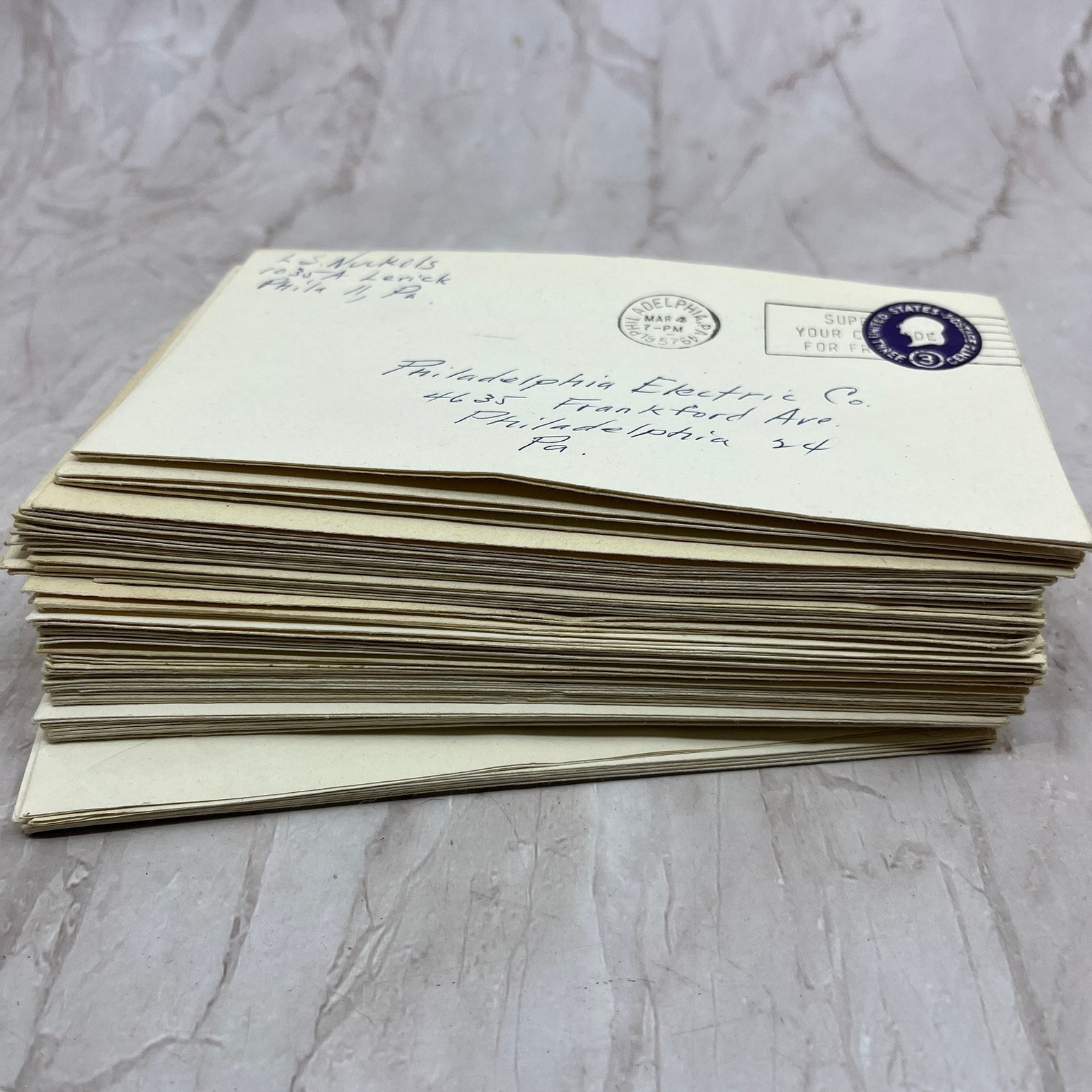 Huge Lot 50+ Philadelphia Electric Company 1957 Postal Cover Envelopes ...