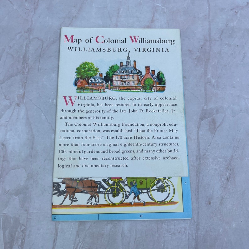1970s Map of Colonial Williamsburg VA Fold Out Travel Map Guide TH9-TM1 ...