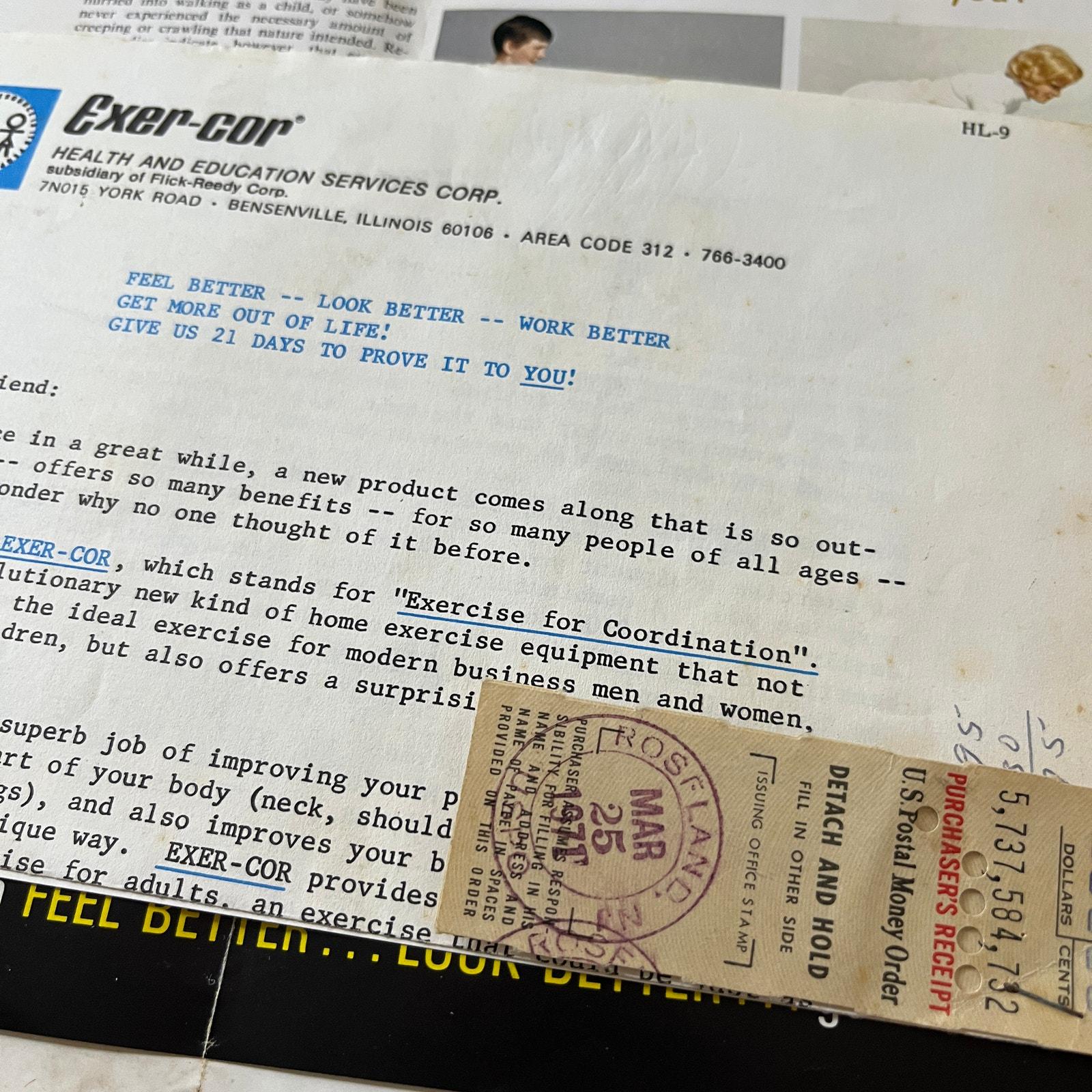 1971 Exer-cor Exercise Machine Promotional Brochure Bensenville IL TH2-MI1 - Etsy