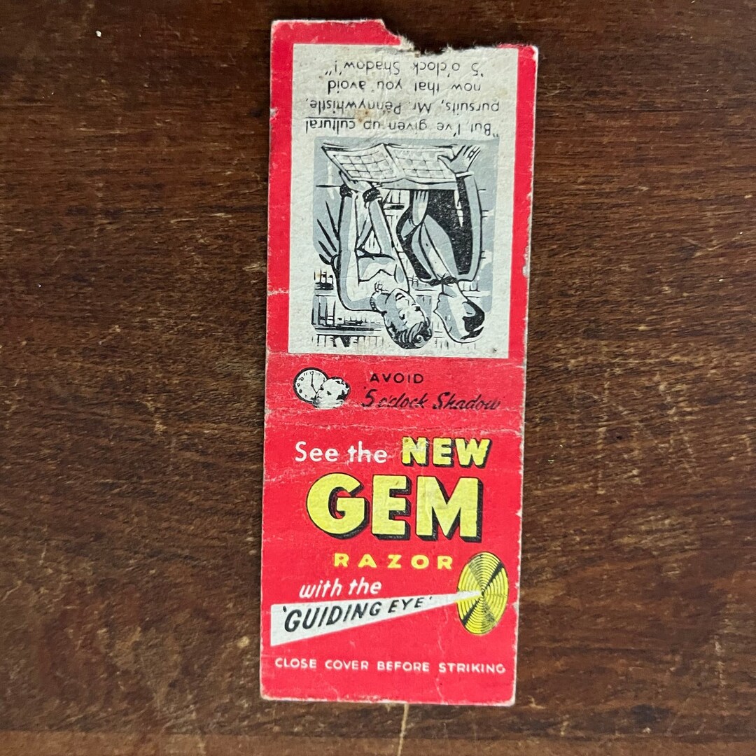 Gem Razor With the Guiding Eye Advertising Matchbook Cover SB3-M1 - Etsy
