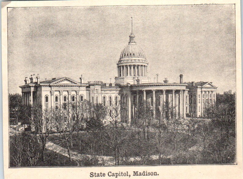 State Capitol in Madison Wisconsin 1901 Engraving AF2-A6 - Etsy