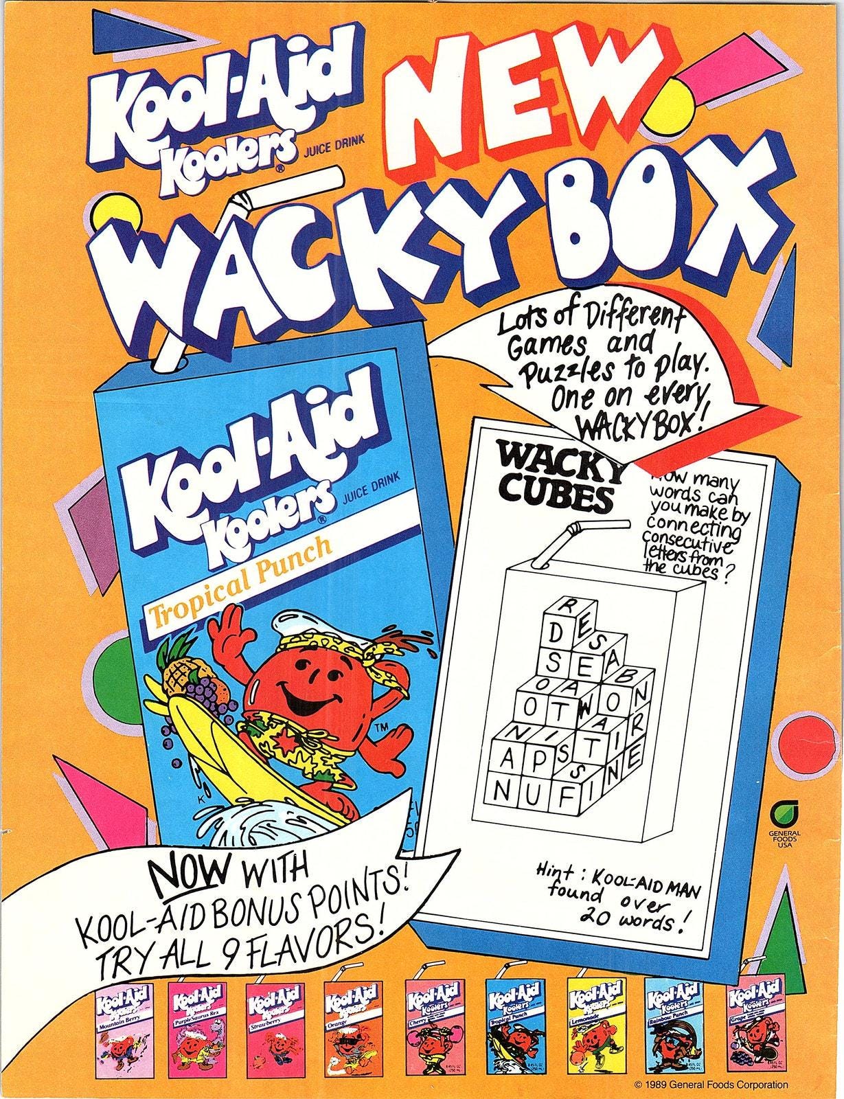 Kool-aid Koolers New Wacky Box Wacky Cubes Puzzle 1989 Ad AF3-1 - Etsy