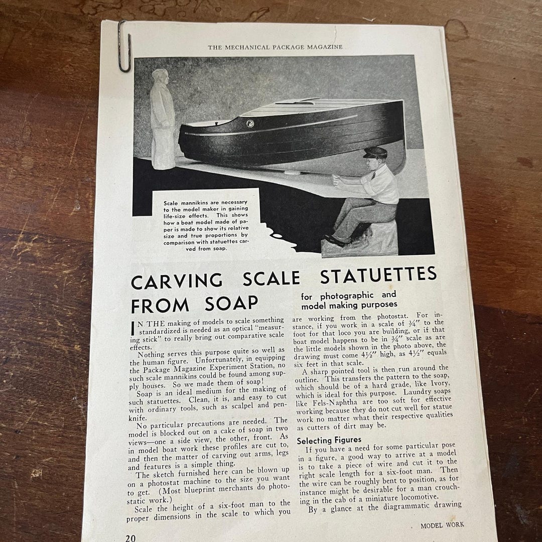 Carving Scale Statues From Soap for Photo & Modeling 2 Pages 1931 ...