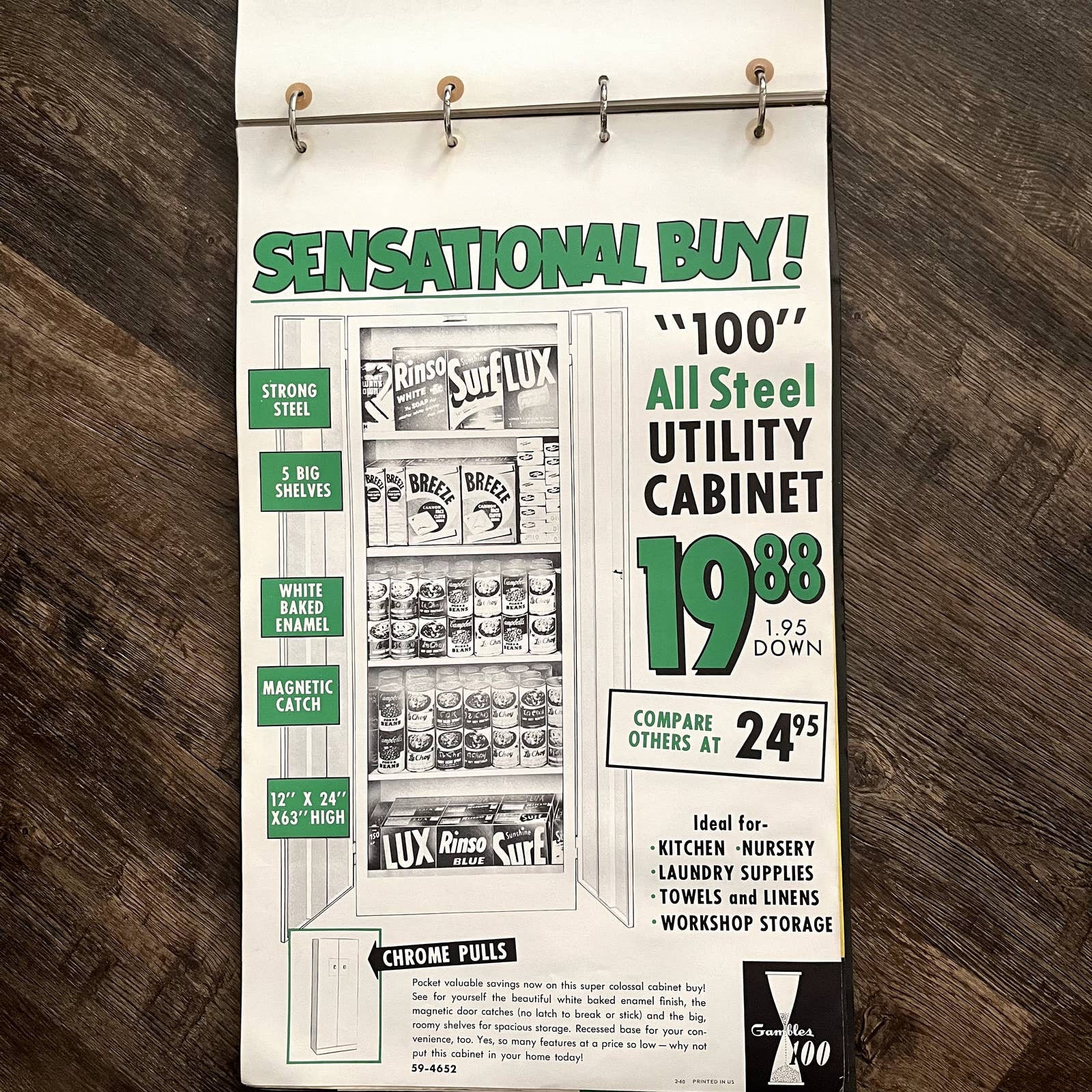 1960 Steel Utility Cabinet Gambles 100 Retail Store Display Poster 13 ...