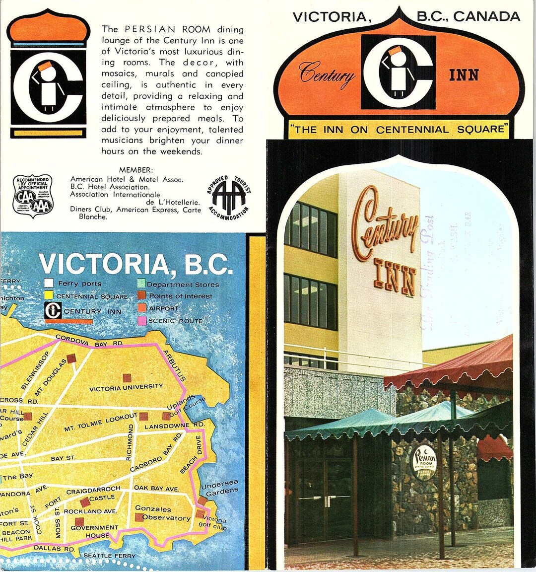 Century Inn Centennial Square Victoria BC Canada 1960s Travel Brochure ...