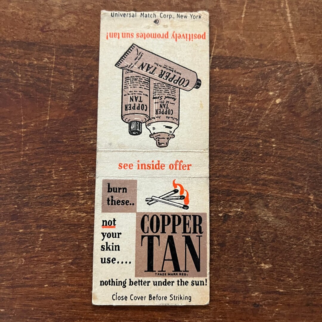Copper Tan Sunbathing Butter Advertising Matchbook Cover SB3-M1 - Etsy