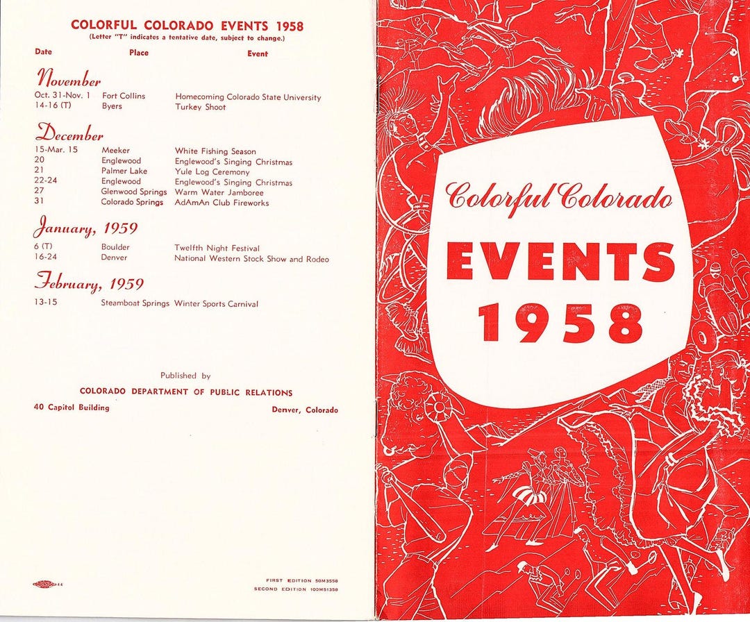 1958 Colorful Colorado Events Tourist Guide Booklet AF9-2 - Etsy