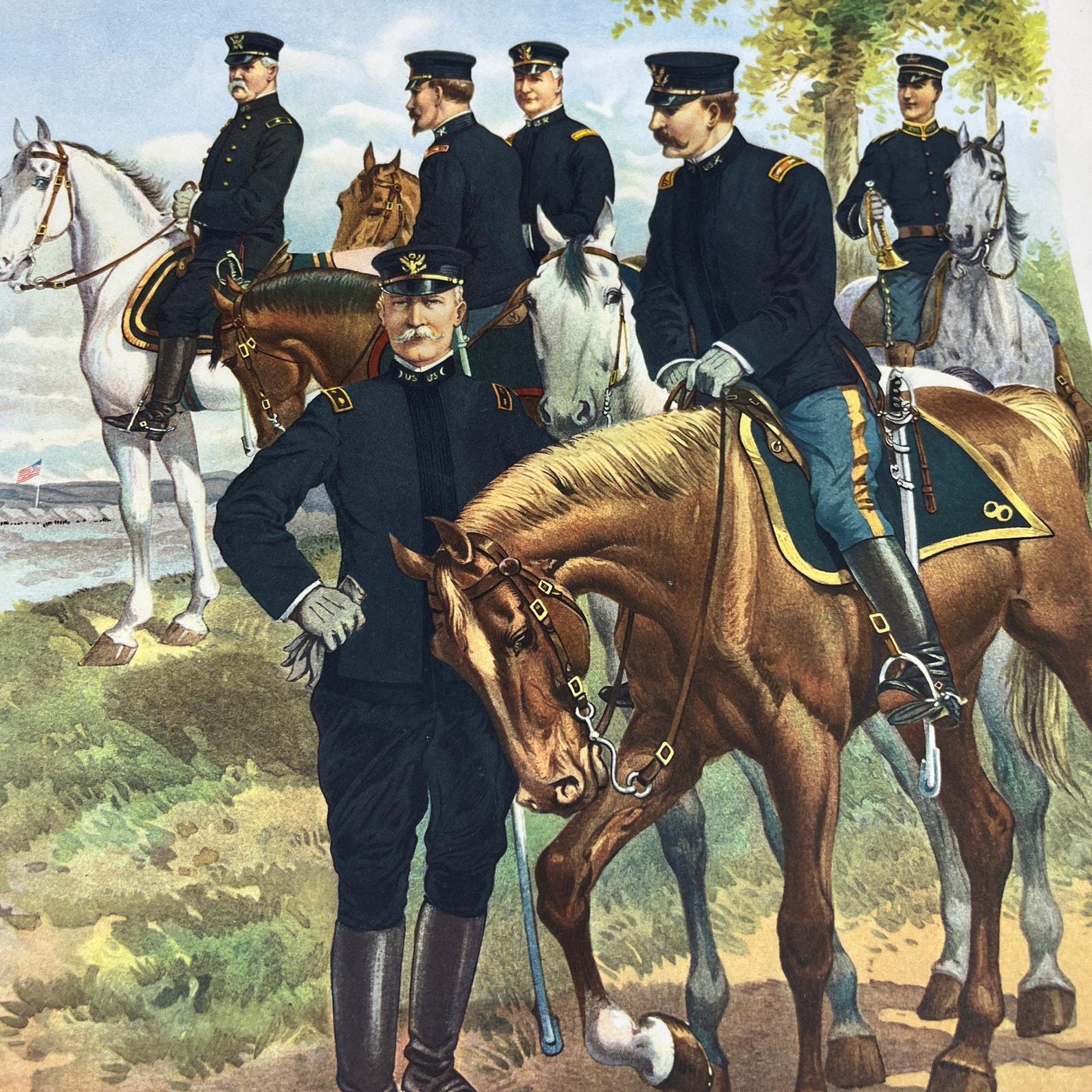 Brigadier General Staff & Line Officers C1910 H.A. Ogden Lithograph ...