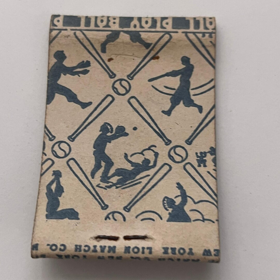 Baseball Players Silhouette Lion Match Co Vintage Matchbook Cover TB8 ...
