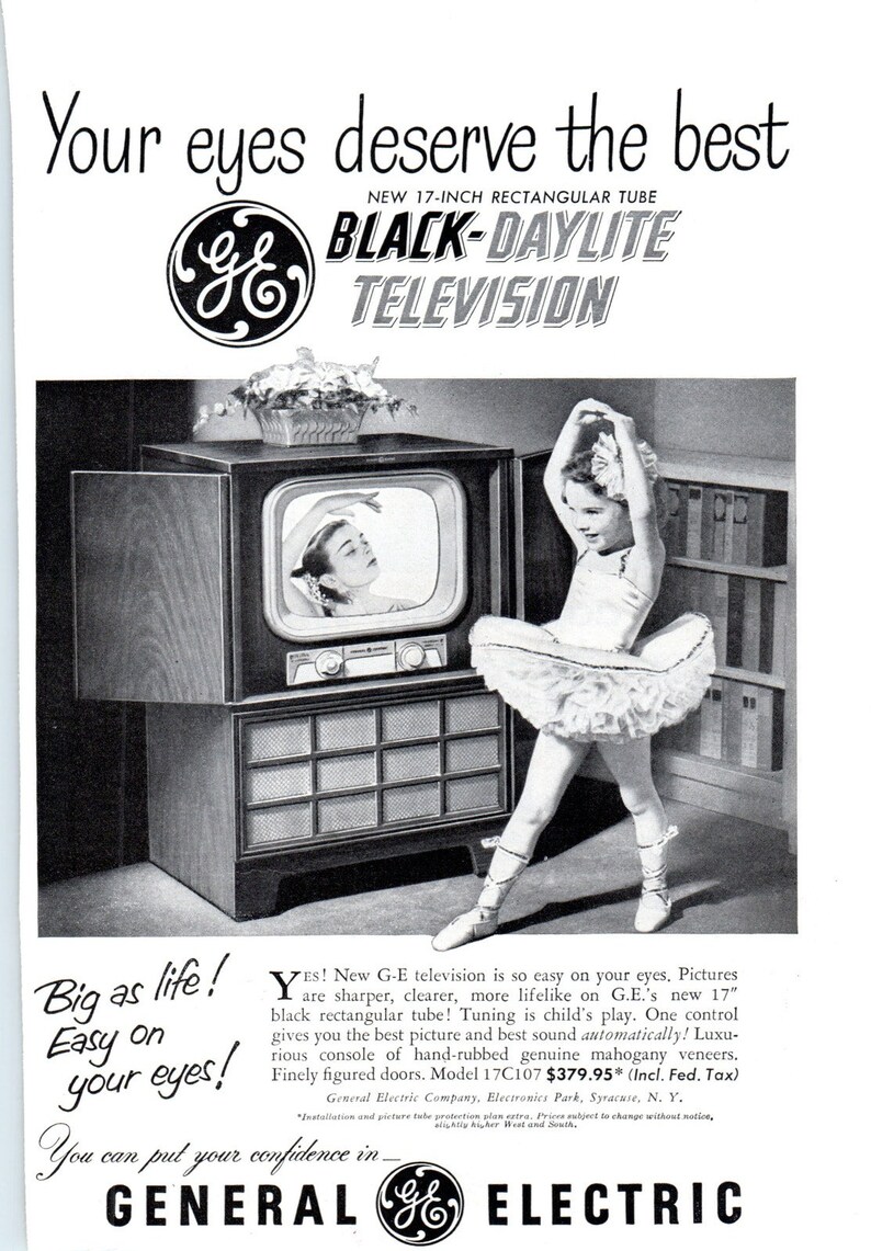 GE General Electric Black-daylite Television - Vintage Magazine Ad D20 ...