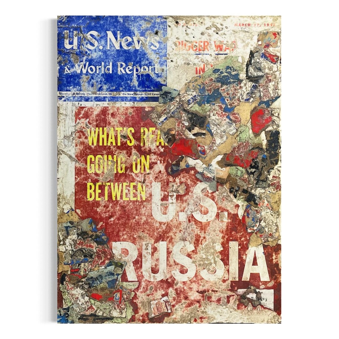 Original Mixed Media Art Collage 8x11 "1967 US News World Report ...