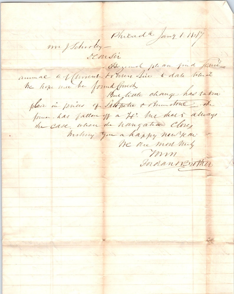 1817 Handwritten Note & Balance Sheet Jediah Schooley Luzerne PA D23 - Etsy