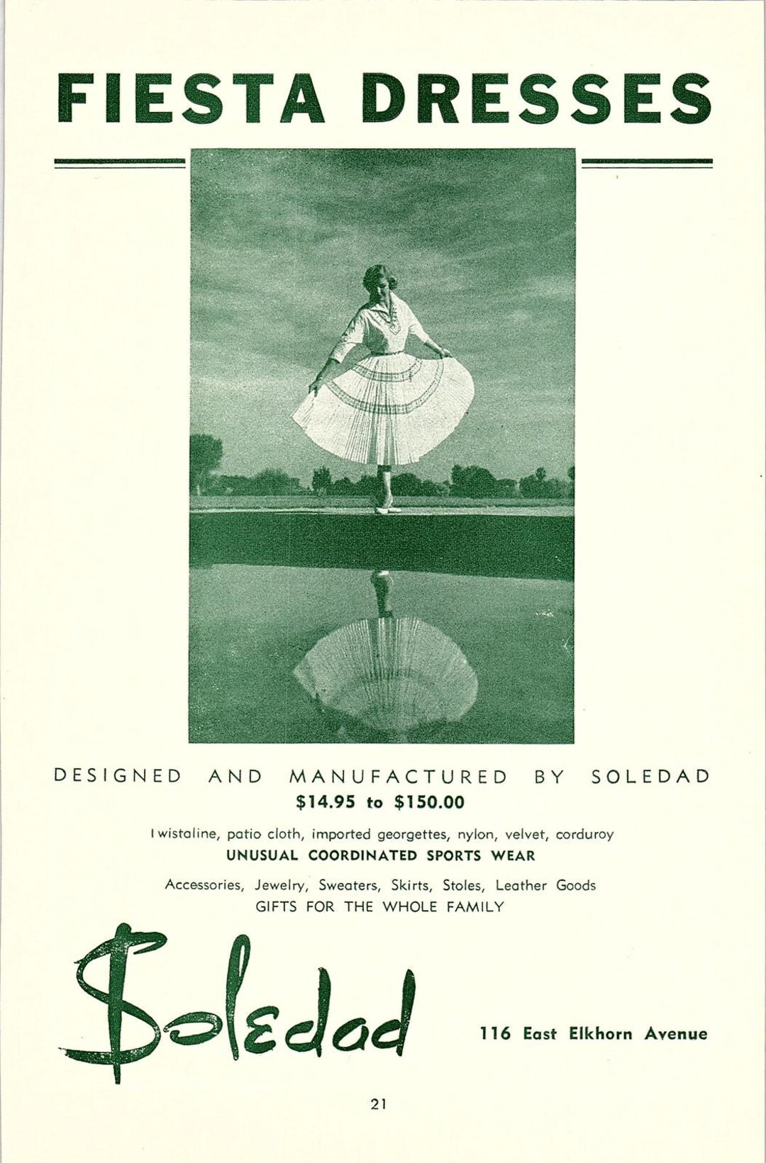 Soledad Fiesta Dresses 116 East Elkhorn Ave 1957 Estes Park CO Ad AG4-1 ...