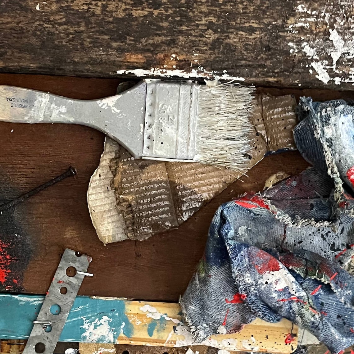 Original Framed Abstract Art Found Object Assemblage Collage 23x26 With ...