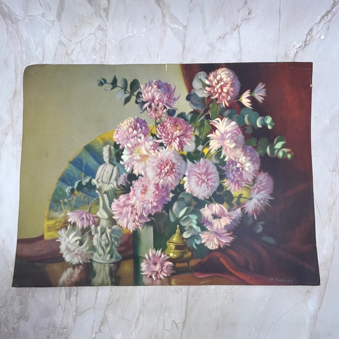 Muriel Gernand Pink Mums Still Life Art Print Lithograph 12x16 FL6-3 - Etsy