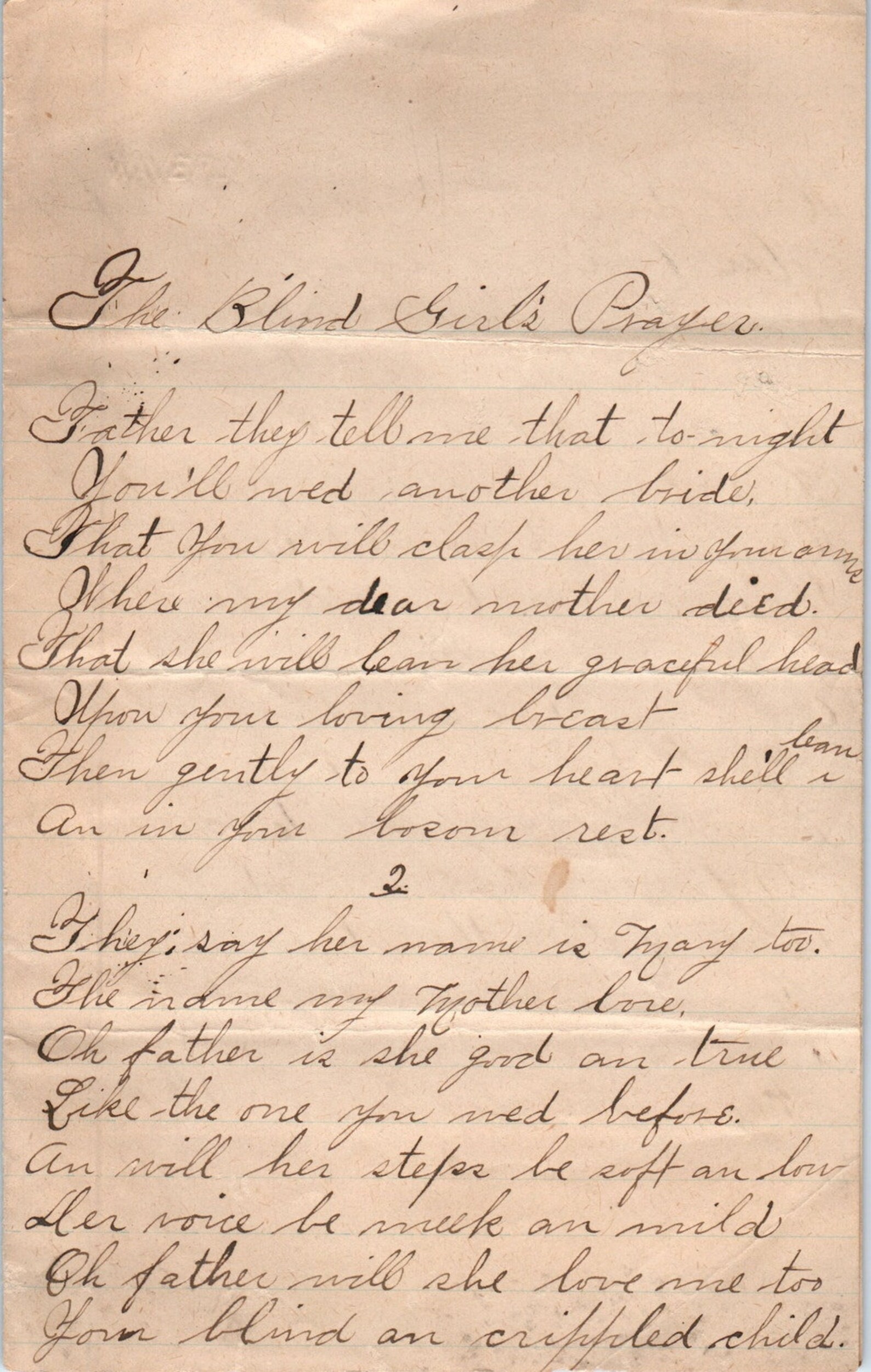 1870s Handwritten Poem - the Blind Girl's Prayer L.M. Welk D21 - Etsy
