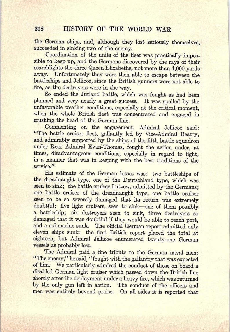 How Great Naval Battle of Jutland Was Fought 1919 WWI Map Print AF9-16 ...