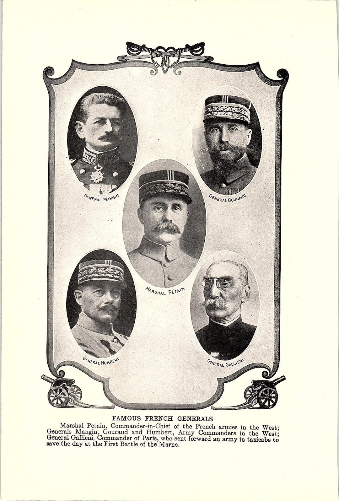 Famous French Generals / Famous British Generals 1919 WWI Print AF9-17 ...