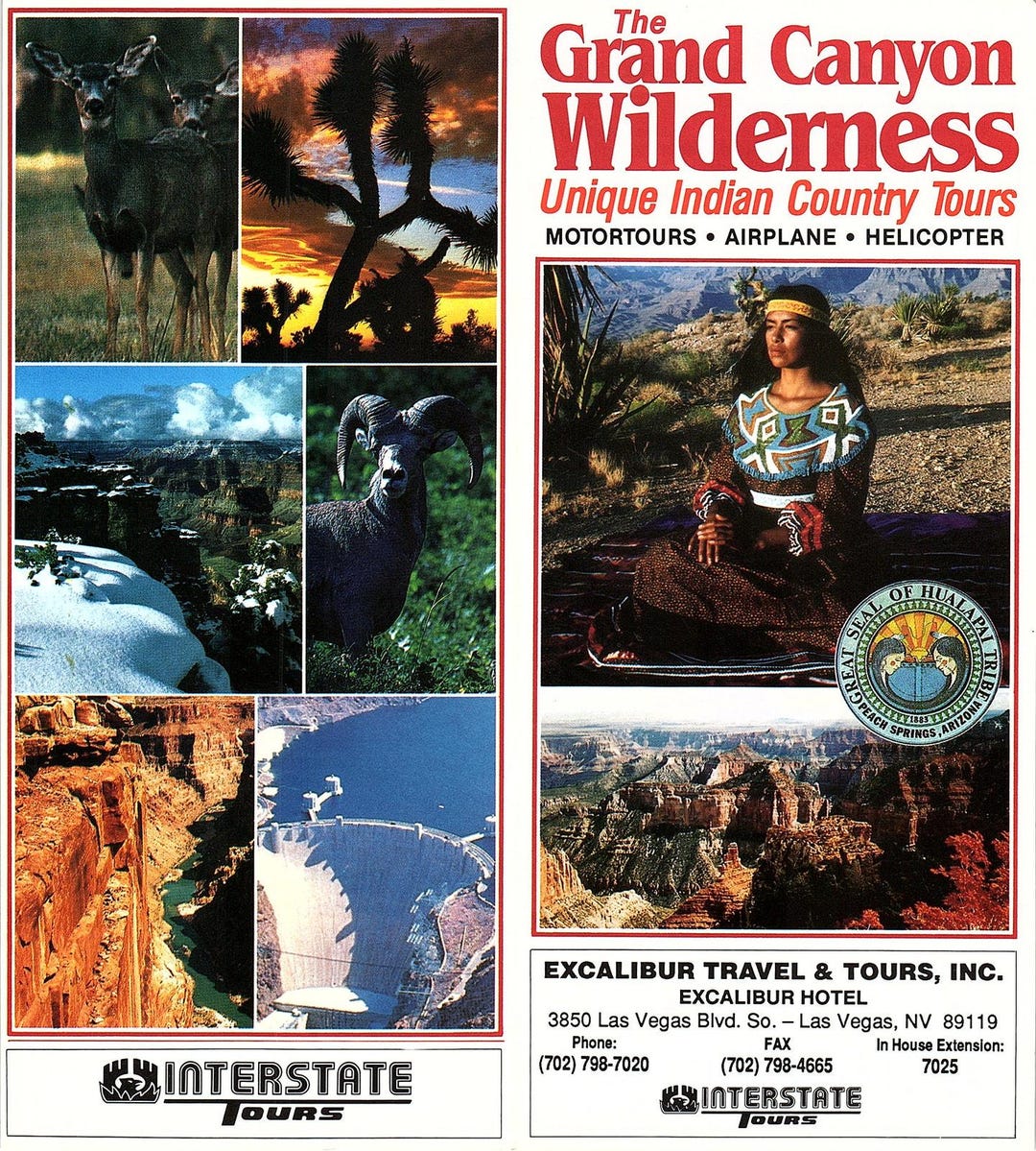 Grand Canyon Excalibur Hotel Interstate Tours Fold Out Travel Brochure ...