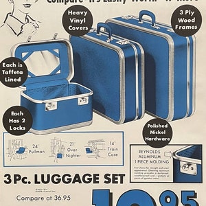1960 3pc Luggage Set Gambles 100 Retail Store Display Advertising ...