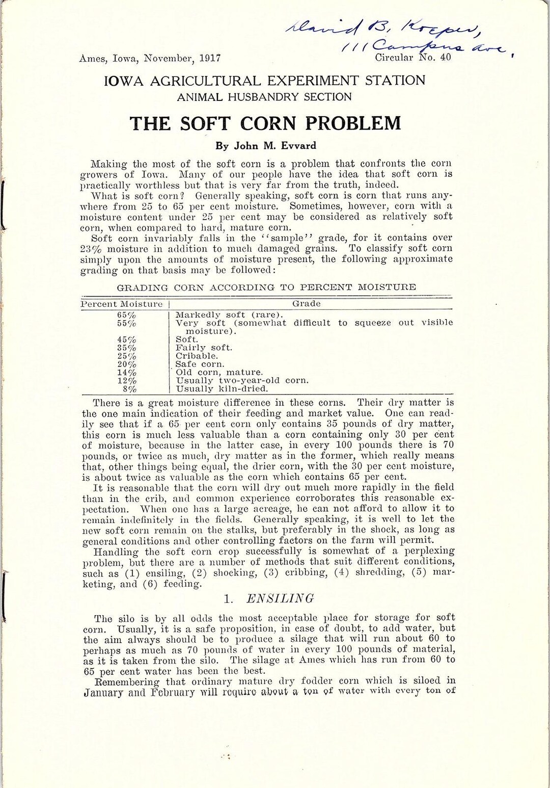 The Soft Corn Problem John M Evvard Ames Iowa Farm Bulletin TK2-XB6 - Etsy