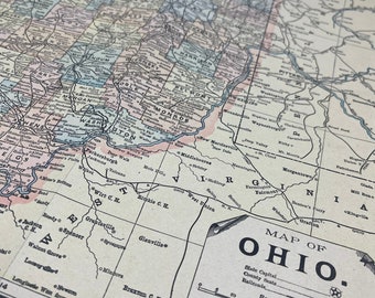 1899 Map of Pennsylvania Fold Out Original Tinted Map Engraving FL6-8 ...