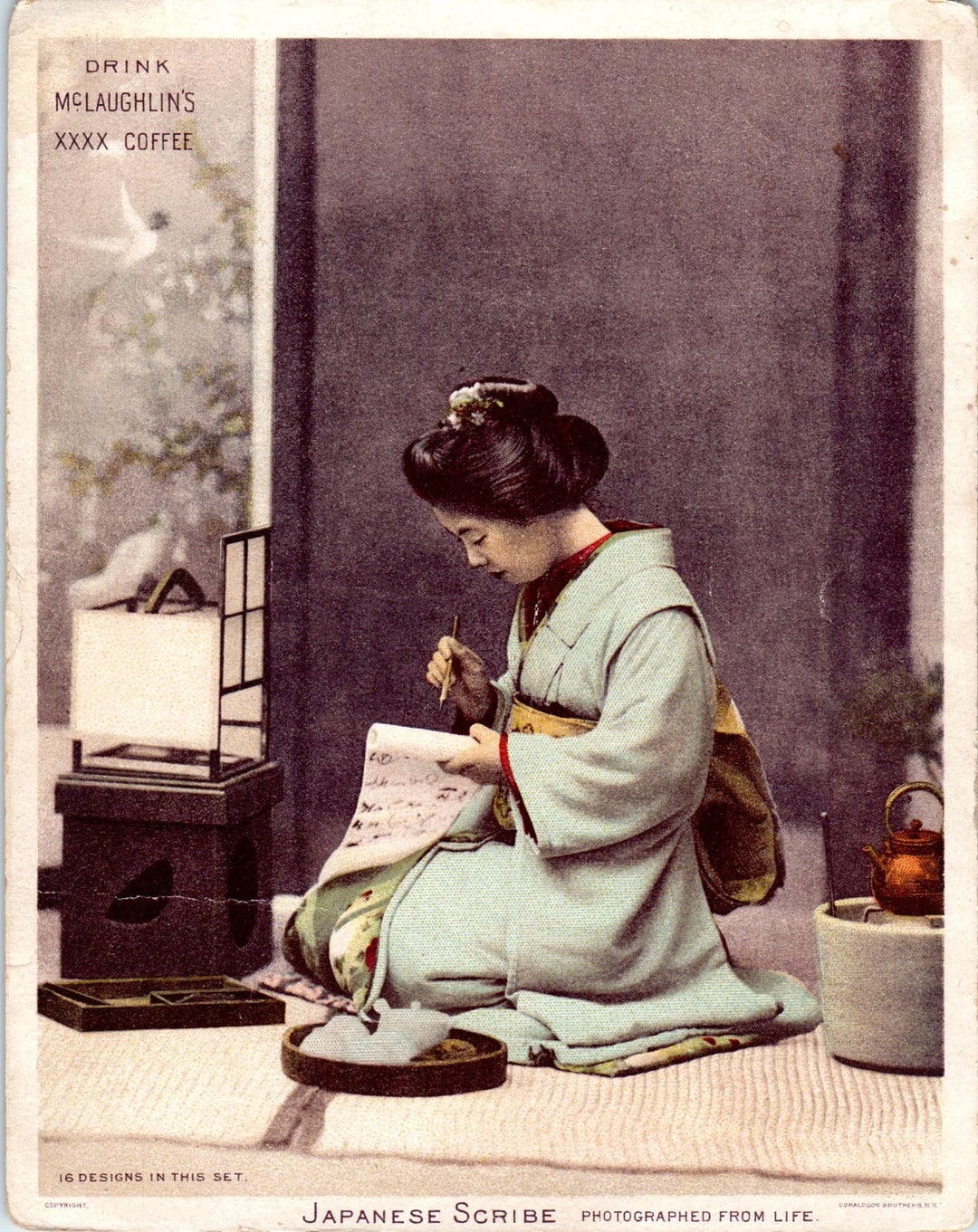 1880s Japanese Scribe Mclaughlin's Coffee Large Victorian Trade Card ...