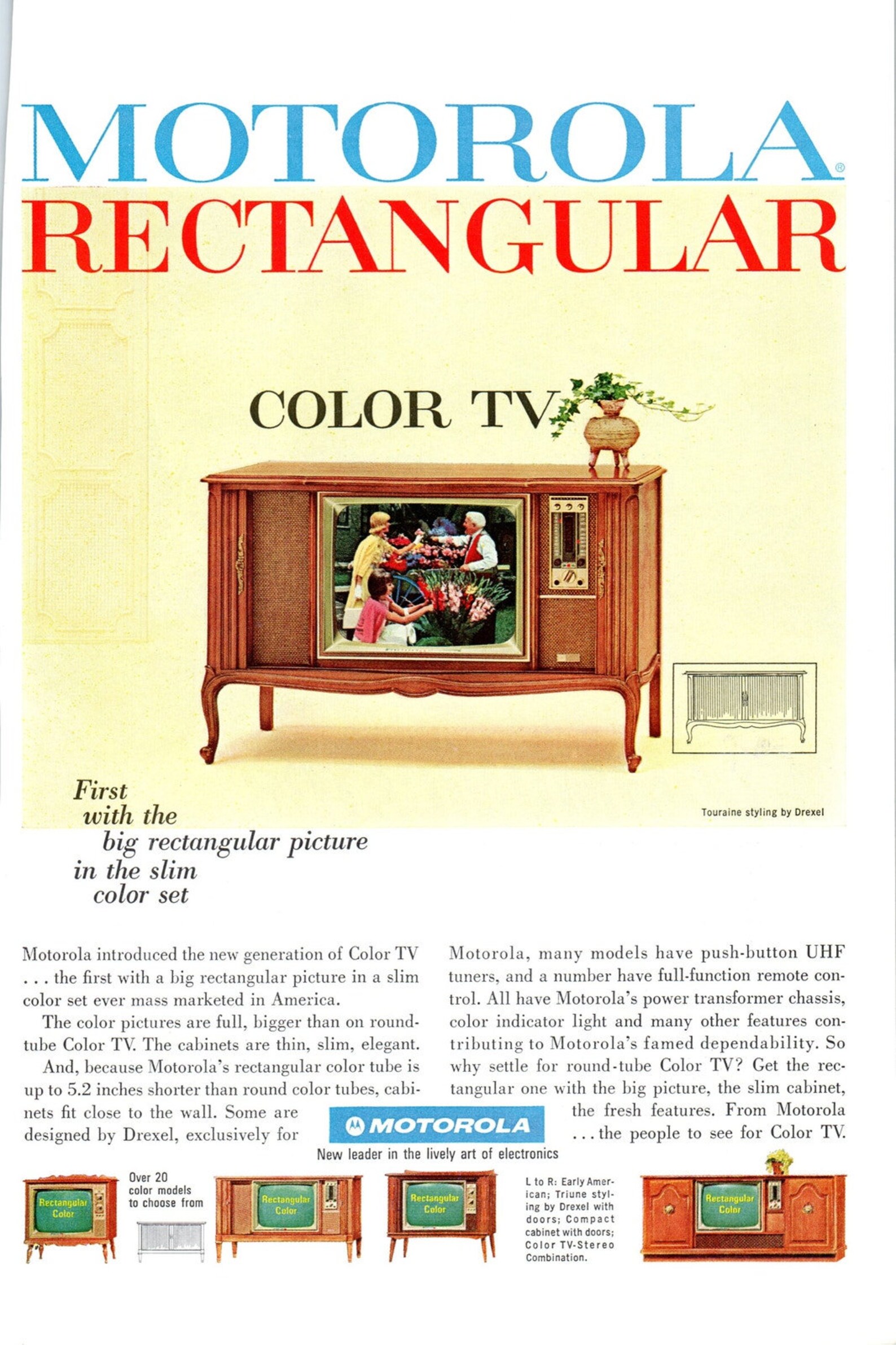 Motorola Rectangular Color Television TV Teleset - Vintage Magazine Ad ...