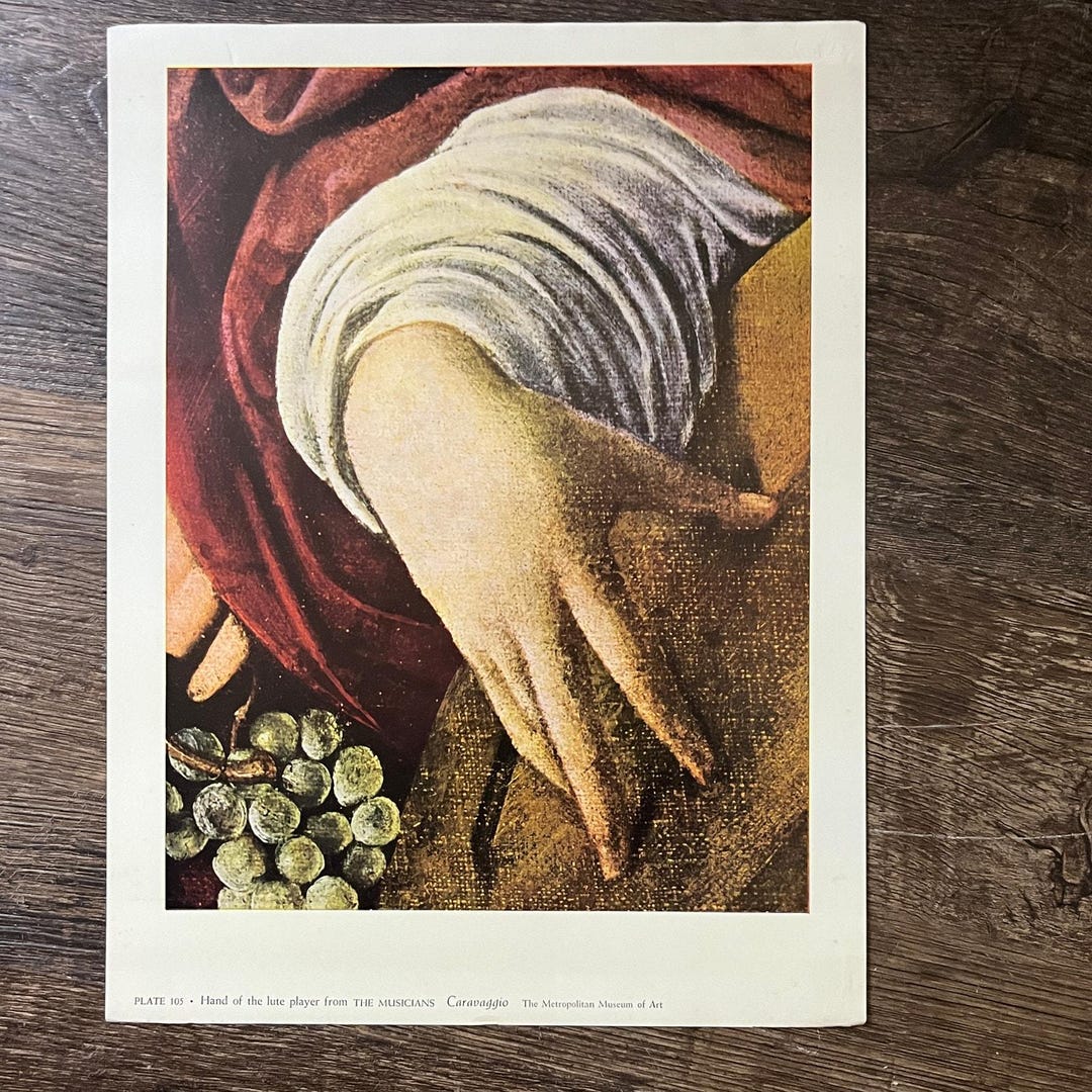 Hand of the Lute Player From the Musicians Caravaggio Vintage Art Print ...