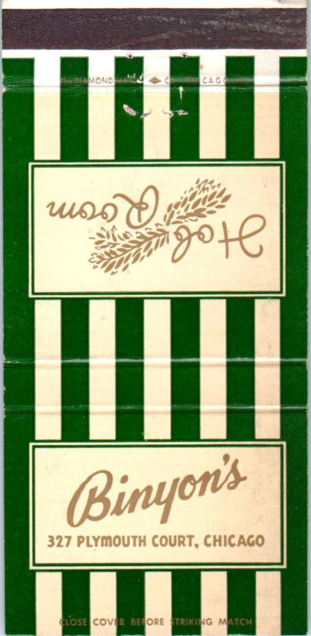 Binyon's Hob Room Chicago IL Advertising Matchbook Cover SA1-M11 - Etsy
