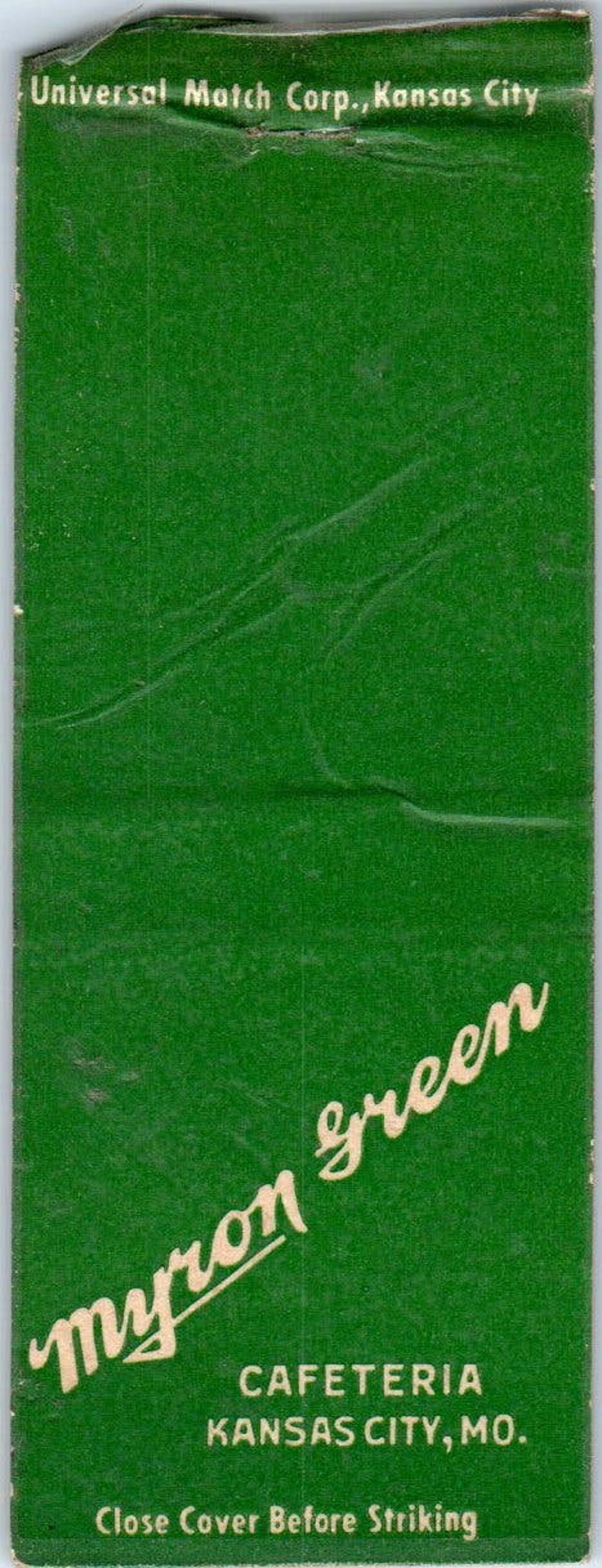 Myron Green Cafeteria Downtown Kansas City MO Advertising Matchbook ...