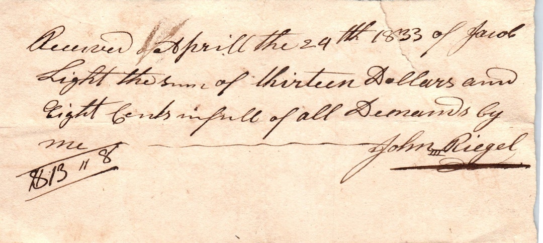 1833 Original Handwritten Letter Jacob Light - John Riegel III D18 - Etsy