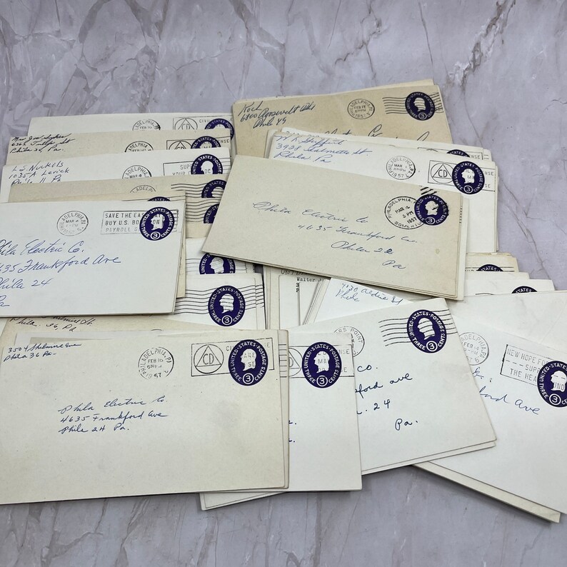 Huge Lot 50+ Philadelphia Electric Company 1957 Postal Cover Envelopes ...