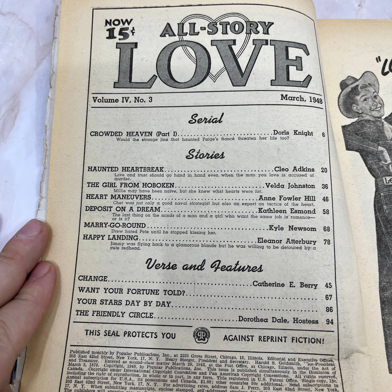 All Story Love 1948 March Romance Pulp Fiction Crystal Ball Doris ...