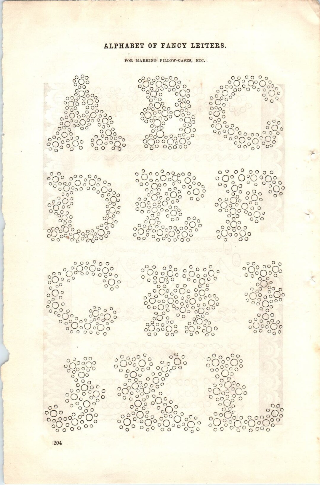 1861 Original Alphabet of Fancy Letters Pattern Engraving Print Godeys ...