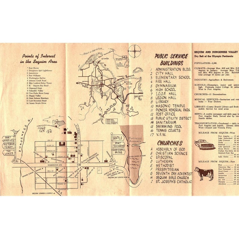 Your Guide to Sunny Sequim Washington Banana Belt 1960s Travel Brochure ...