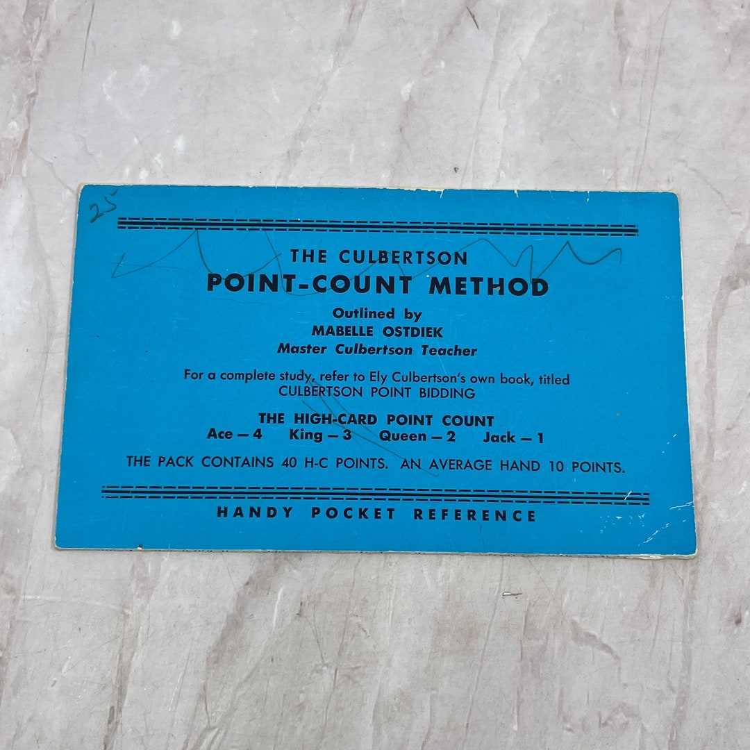 1940s the Culbertson Point-count Method Bridge Pocket Reference Card ...