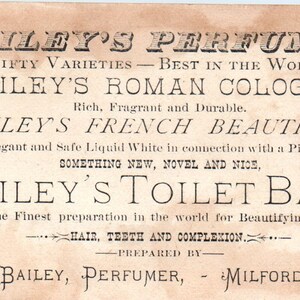 T.B. Bailey Perfumes Milford MA F.B. Brightman C1880 Victorian Trade ...