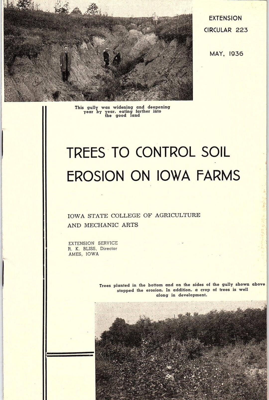 Trees to Control Soil Erosion on Iowa Farms 1936 Ames Iowa Farm ...