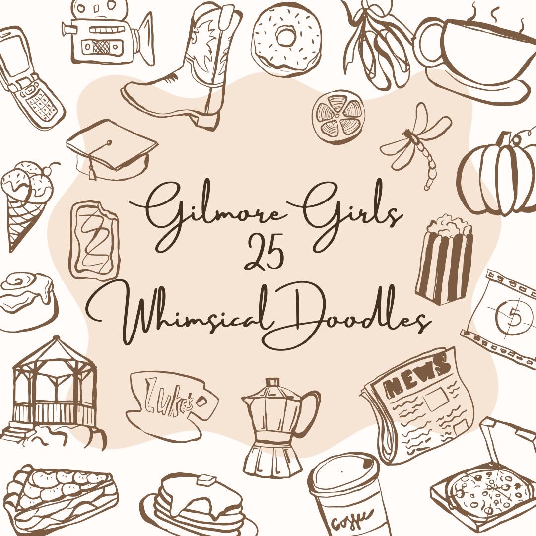25 Hand-drawn Gilmore Girls Doodle Clipart Icons Whimsical Line Drawing ...