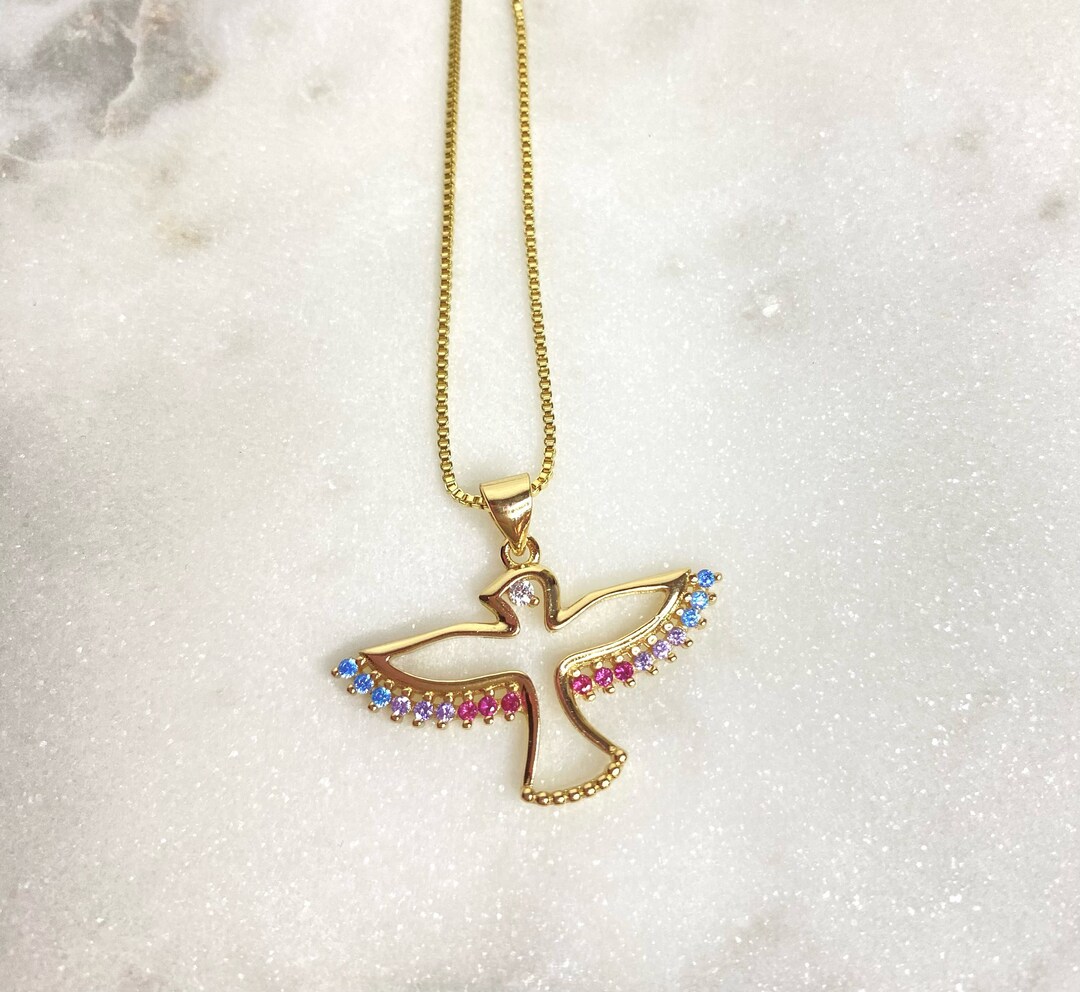 Holy Spirit Necklace, 18k Gold Plated, Christian Jewelry, Pendant ...