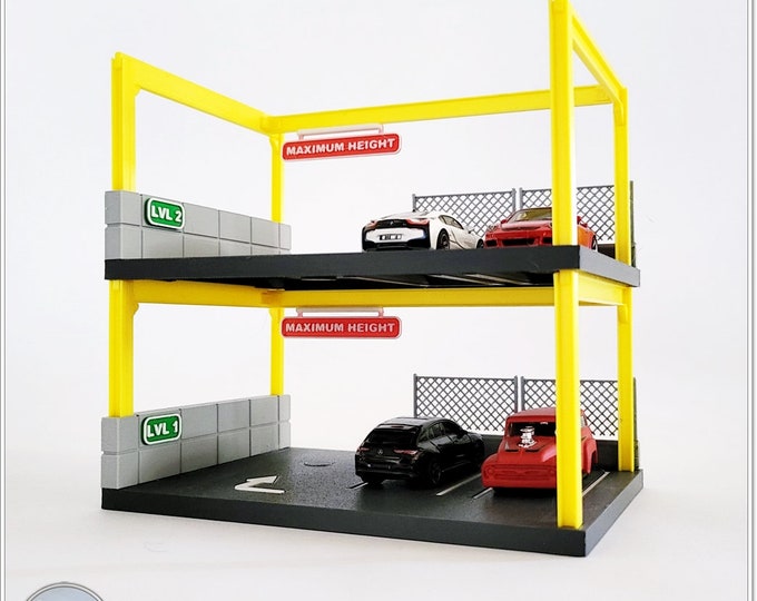Stackable Parking Garage Two Levels Hotwheels|matchbox|siku|model Cars ...